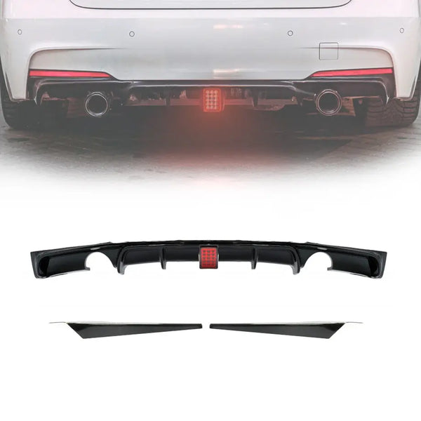 BM F30 3-Series Gloss Black F1 Style 3-Piece LED Diffuser – Max Motorsport
