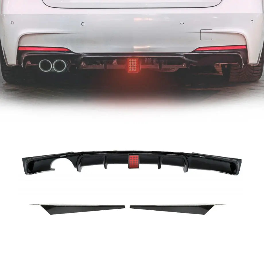 BM F30 3-Series Gloss Black F1 Style 3-Piece LED Diffuser – Max Motorsport