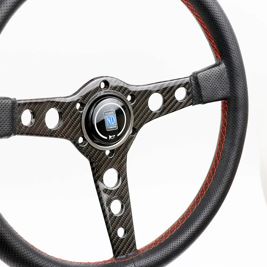 Genuine Carbon Fibre & Leather Racing Style Steering Wheel (350mm ...