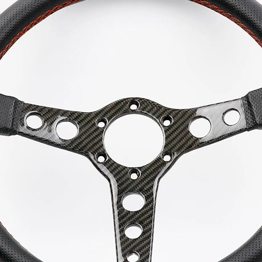 Genuine Carbon Fibre & Leather Racing Style Steering Wheel (350mm ...