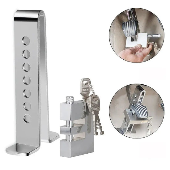 Universal Anti-Theft Stainless Steel Brake / Clutch Foot Pedal Lock Ki ...