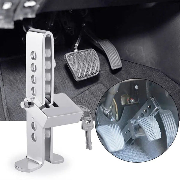 Universal Anti-Theft Stainless Steel Brake / Clutch Foot Pedal Lock Ki ...