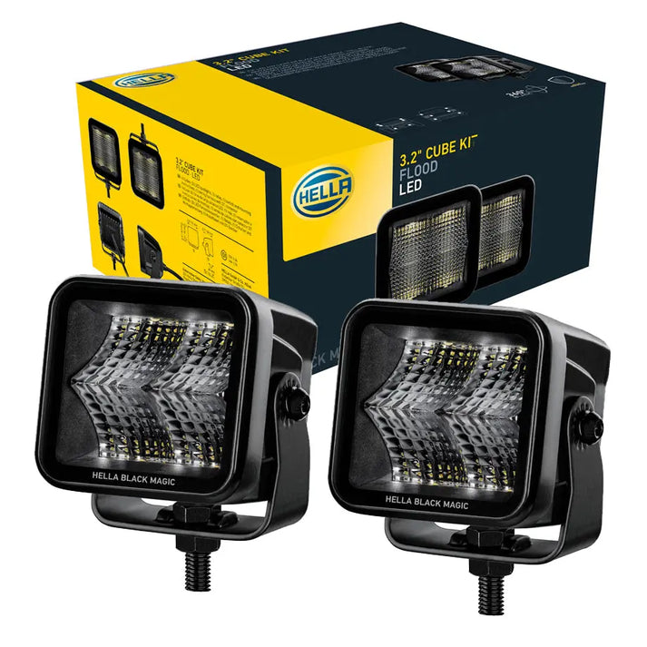 Hella Black Magic 3.2" Cube LED Flood Light Kit – Max Motorsport
