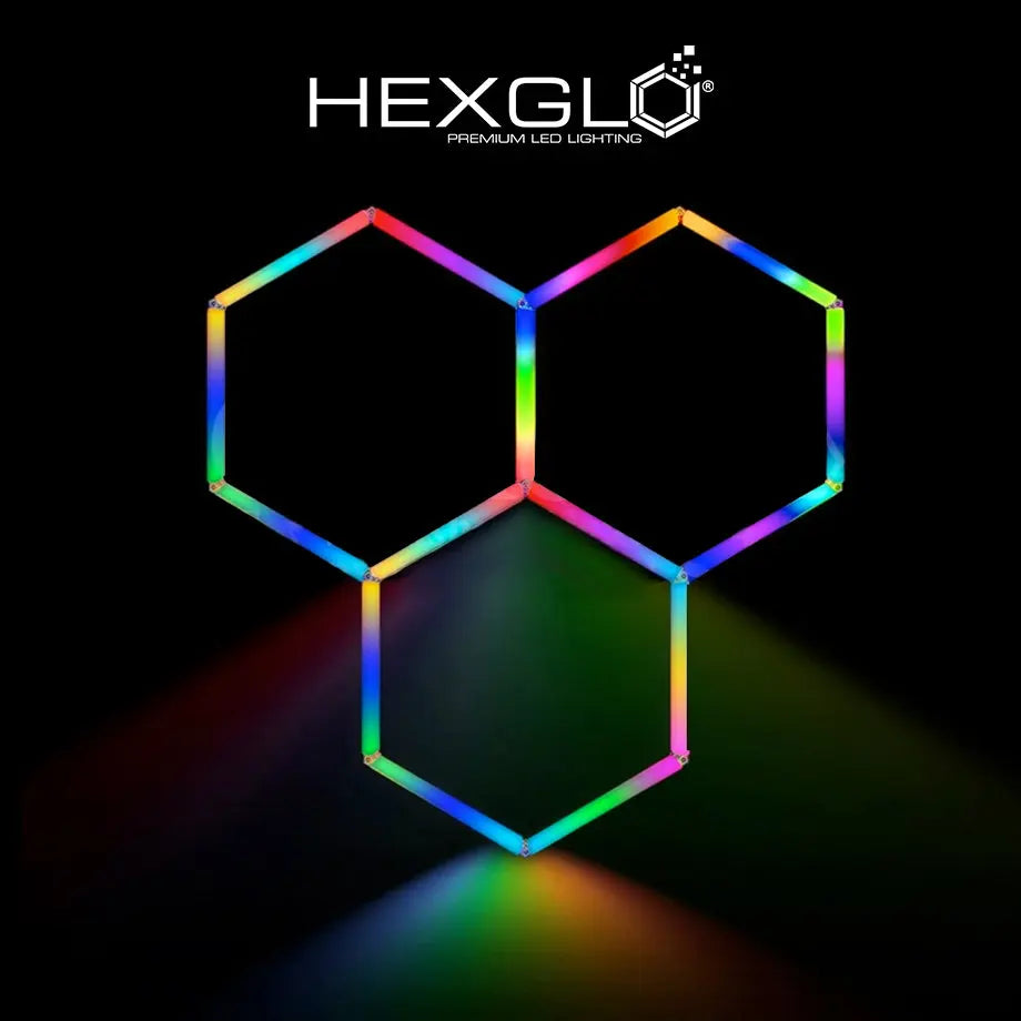 Hexglo 14 Piece Hexagon Modular LED Lighting Kit With Border Hexlight ...