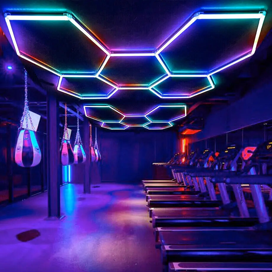 Hexglo 14 Piece Hexagon Modular LED Lighting Kit With Border Hexlight ...