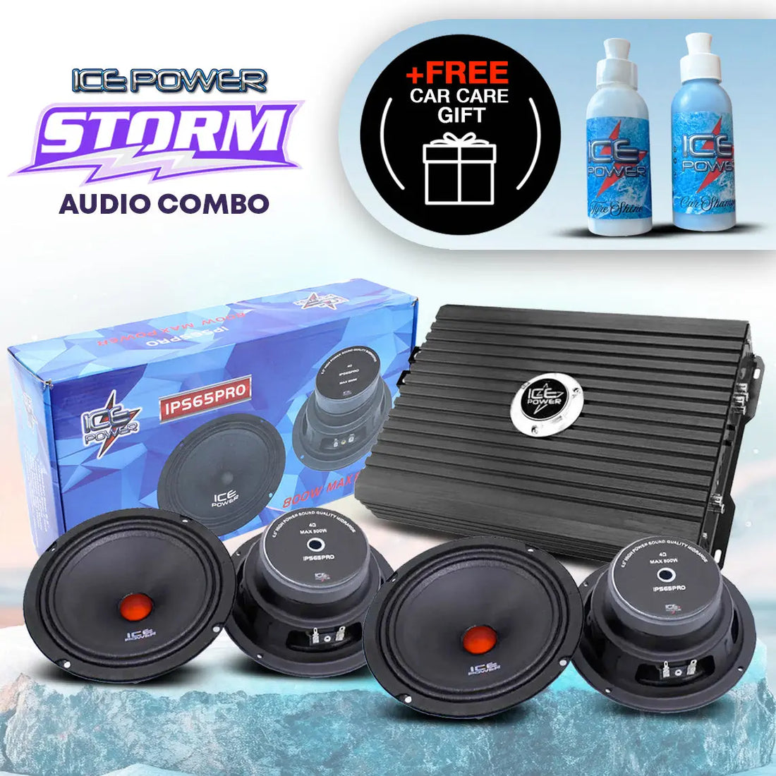 Ice Power Storm Audio Combo +FREE Car Care Kit – Max Motorsport