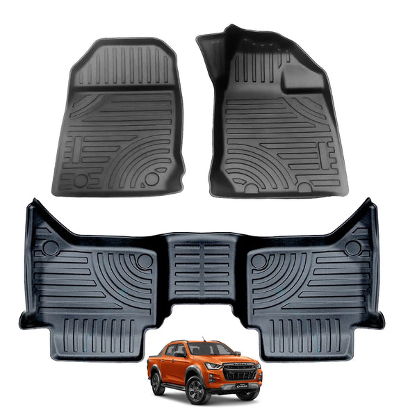 Isuzu D-Max (22-On) Double-Cab Moulded TPE Rubber Floor Mats (3-Piece ...