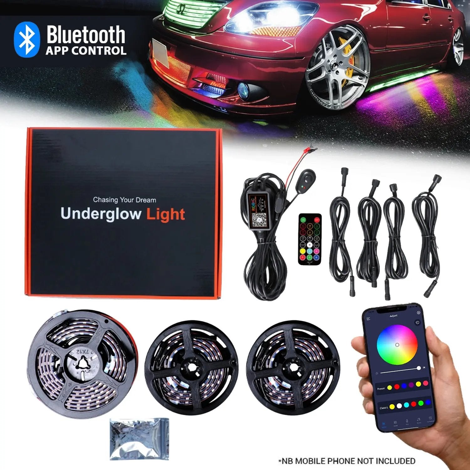 ProGlow App Controlled RGB Neon Under Car Light Kit – Max Motorsport