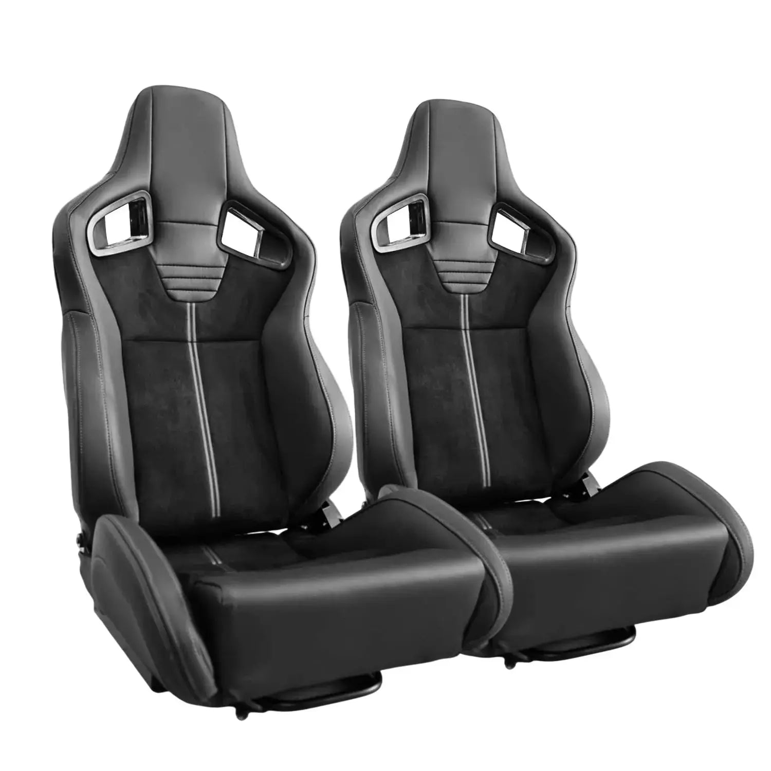 Reclinable Wingback Racing Seats PVC + Suede (Pair) – Max Motorsport