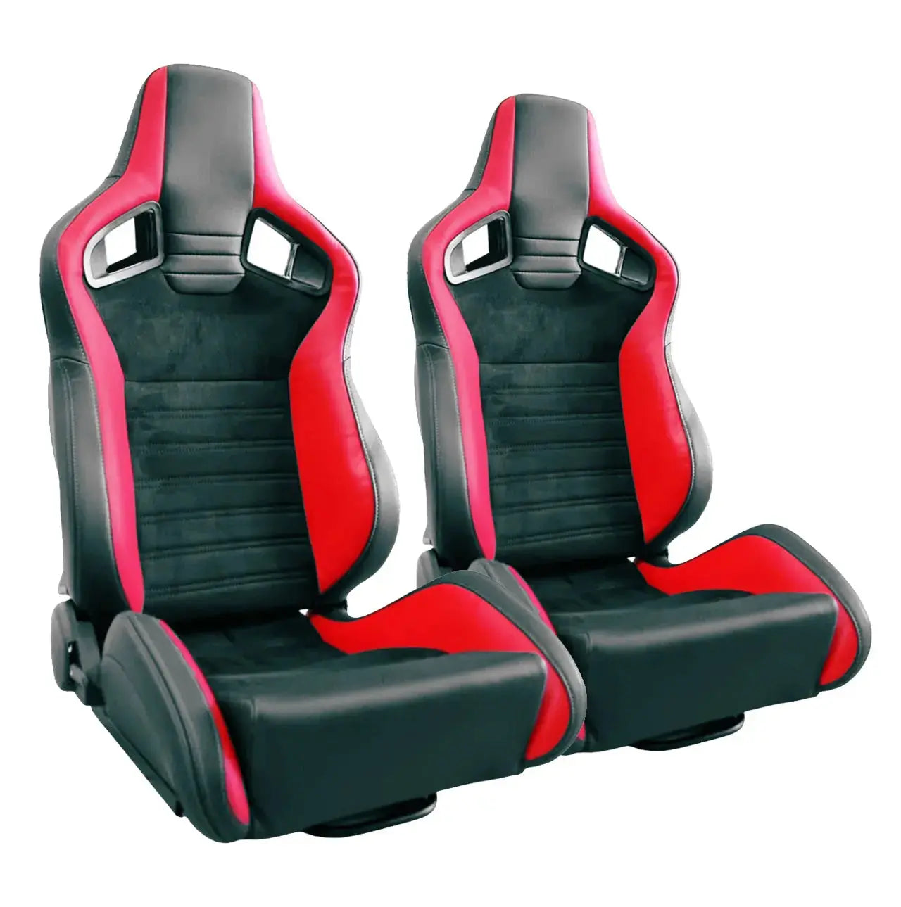 Reclinable Wingback Racing Seats PVC + Suede (Pair) – Max Motorsport
