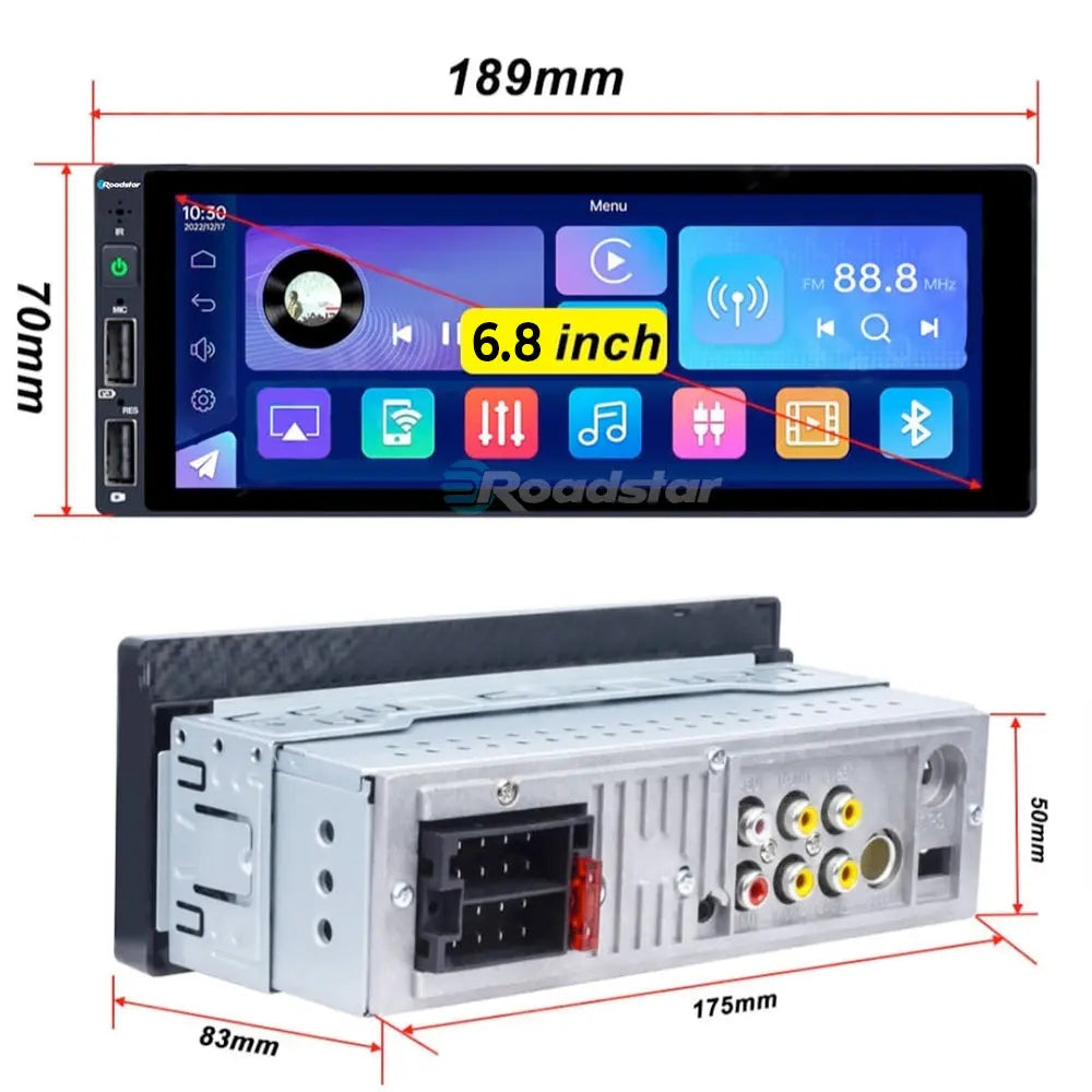 Roadstar 6.8" Single Din Android / MP5 Player – Max Motorsport