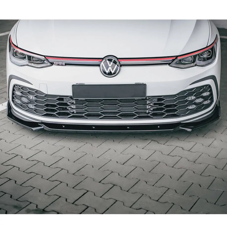Suitable To Fit - VW Golf 8 GTI Maxton Style 1-Piece Gloss Black Front ...