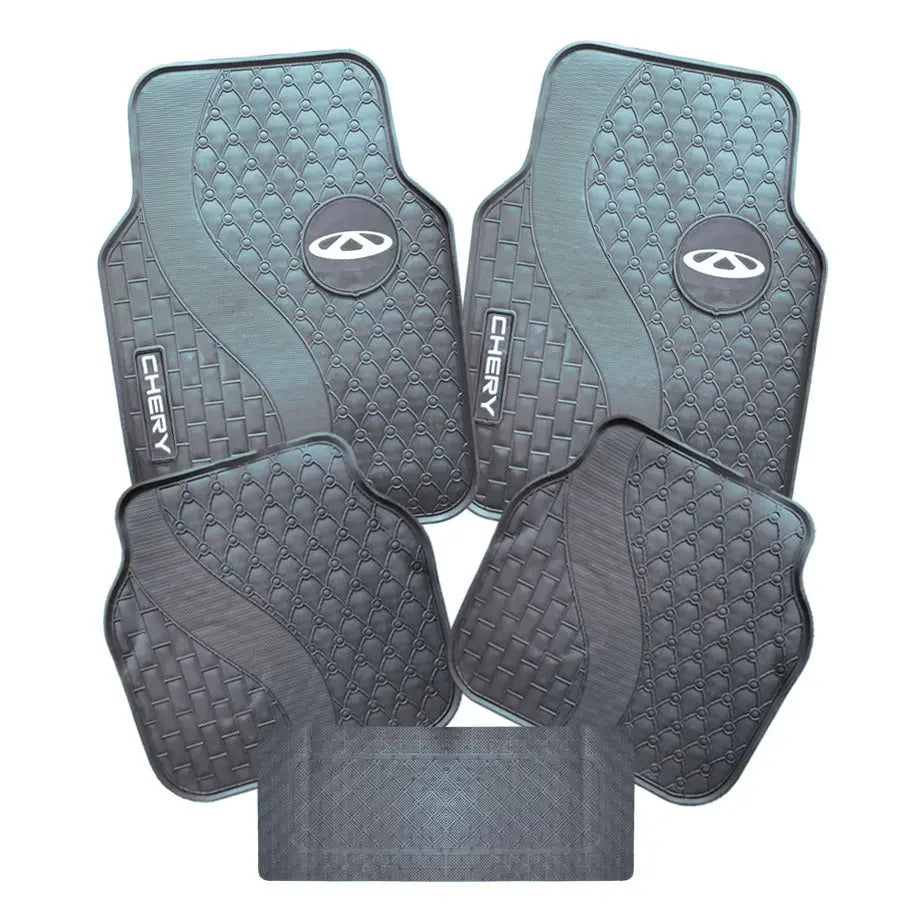 Suitable To Fit - Cherry 5-Piece Rubber Car Mats (White) – Max Motorsport