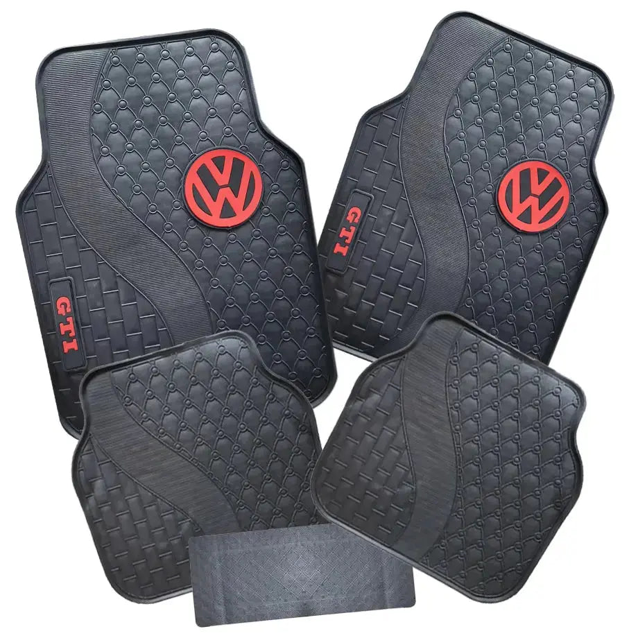 Suitable To Fit - GTI 5-Piece Rubber Car Mats (Red) – Max Motorsport