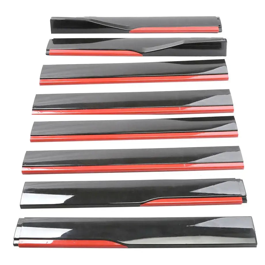 Universal 8-Piece Gloss Black With Red Trim Side Skirts Extensions ...