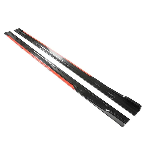 Universal 8-Piece Gloss Black With Red Trim Side Skirts Extensions ...
