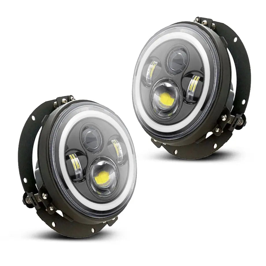7 Inch Universal Jeep Style LED Headlights Plus Mounting Bracket (4-Pi ...