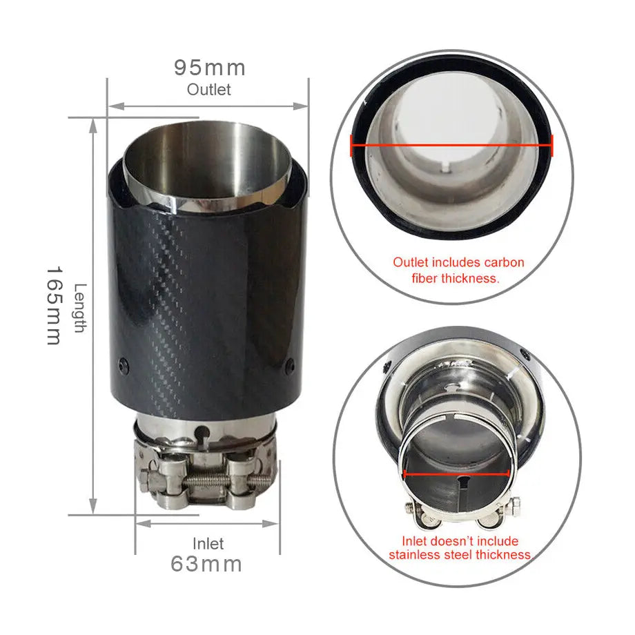 Universal Akropovik Style Carbon Fibre Exhaust Tail Pipes (63mm) – Max ...