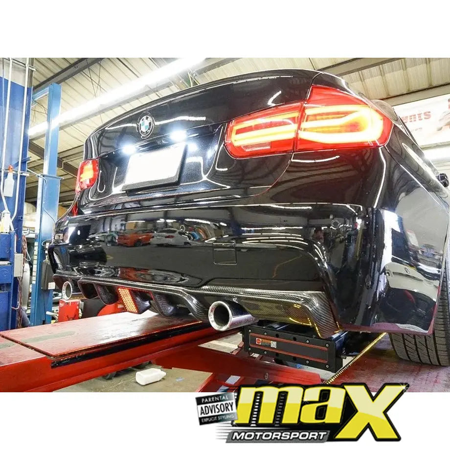BM F30 3-Series (12-On) F1 Style LED Carbon Fibre Diffuser – Max Motorsport