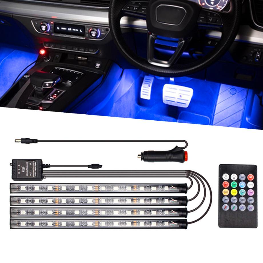 Universal Car Interior RGB LED Ambient Lighting With Wireless Remote ...