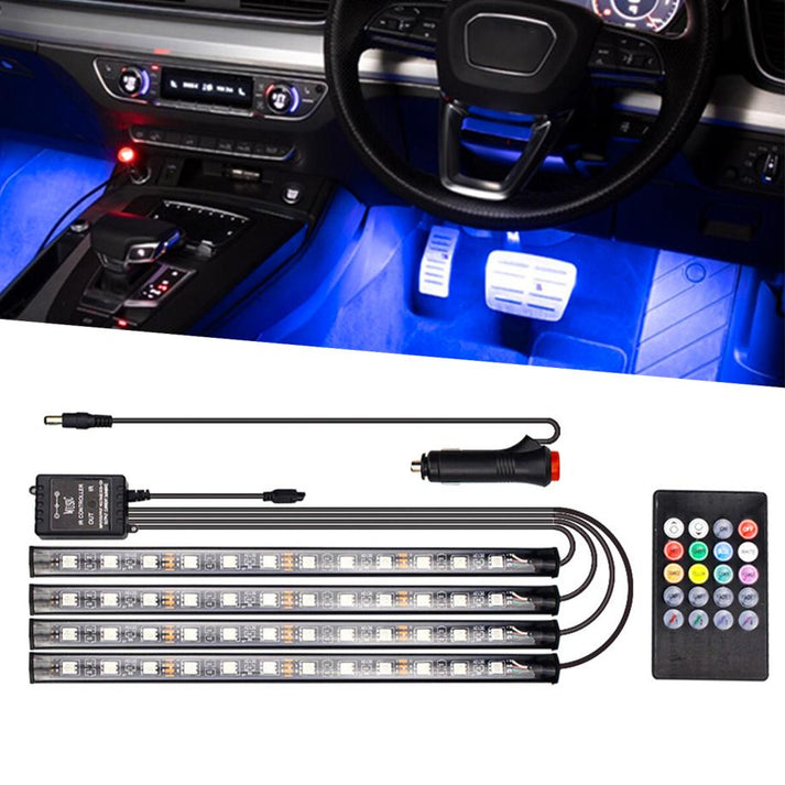 Universal Car Interior RGB LED Ambient Lighting With Wireless Remote ...