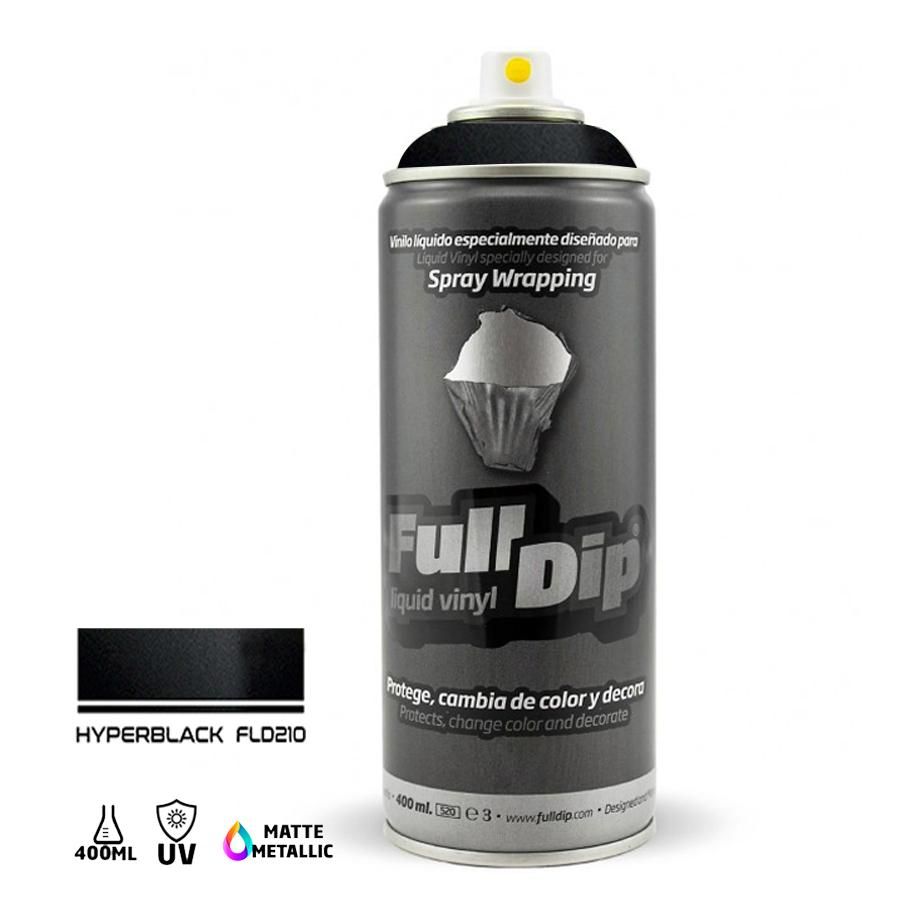 Full Dip Liquid Vinyl Spray Paint 400ml - Hyper Black Metallic – Max ...