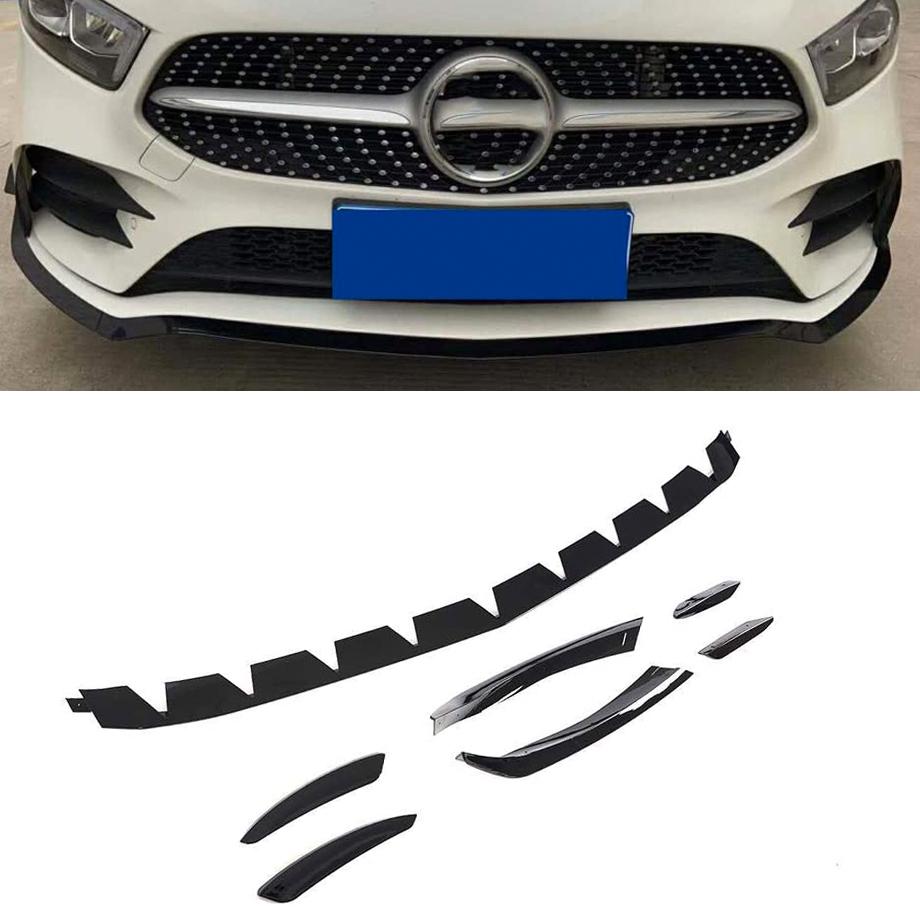 Merc A-Class W177 Sedan Gloss Black Front Lip Spoiler With Canards (7 ...