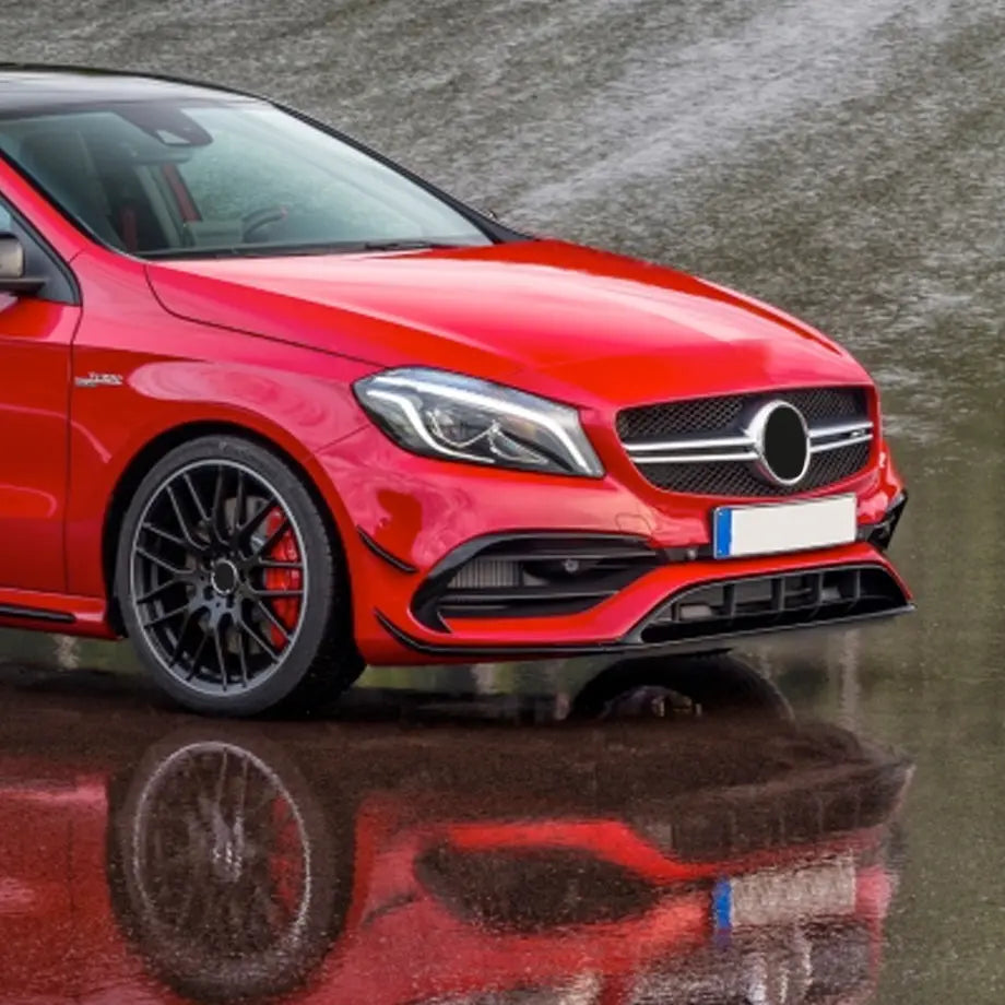 Merc W176 A-Class AMG Style Gloss Black Front Spoiler With Canards (8 ...