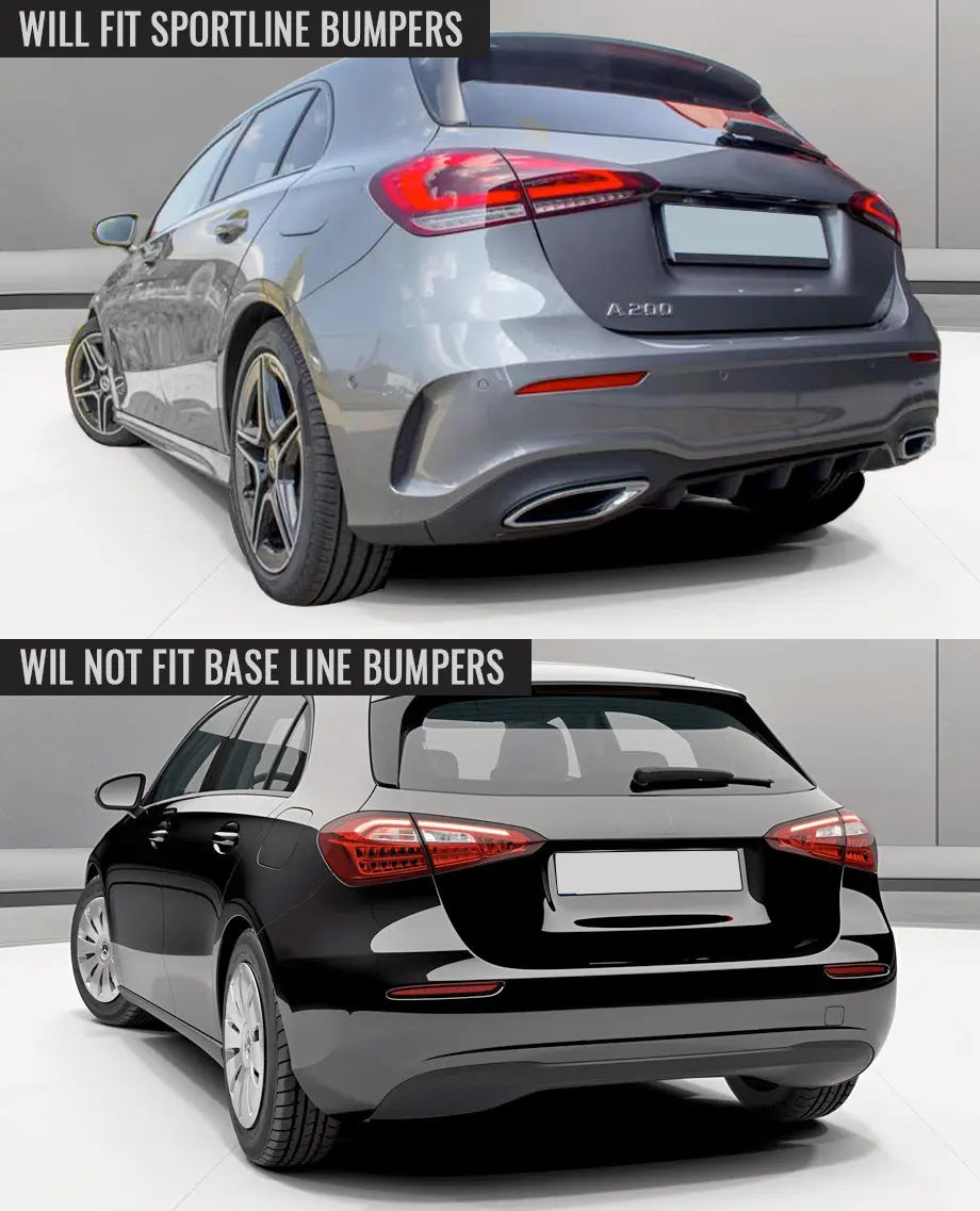Merc W177 (19-On) Hatchback - A45 AMG Style Gloss Black Rear Diffuser ...