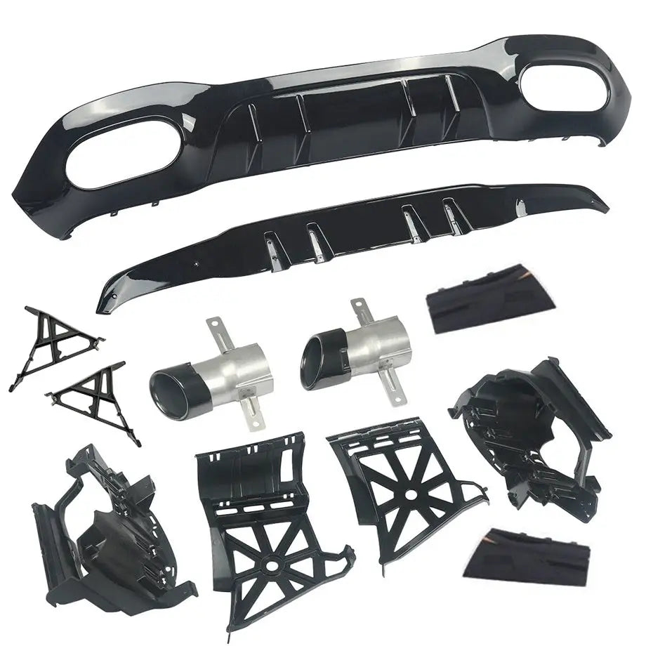 Merc W177 (19-On) Sedan - A35 AMG Style Gloss Black Rear Diffuser With ...