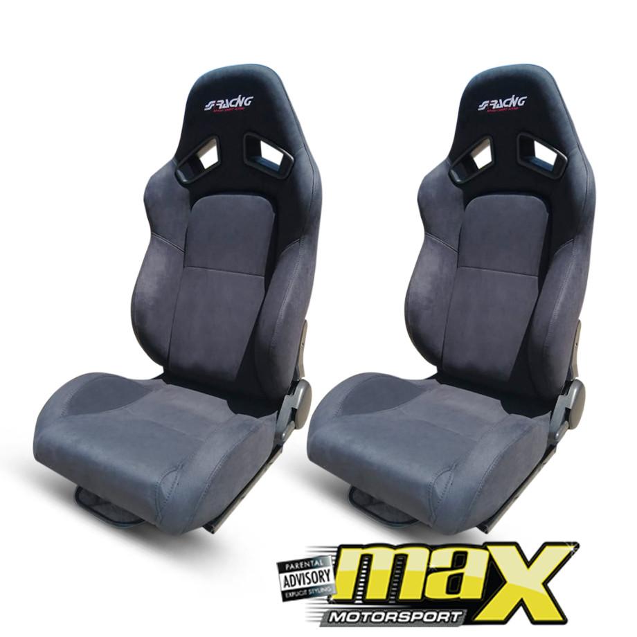 Reclinable Racing Seats Black Suede (Pair) – Max Motorsport