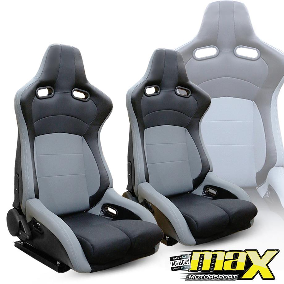 Reclinable Wingback Racing Seats PVC + Cloth (Pair) – Max Motorsport