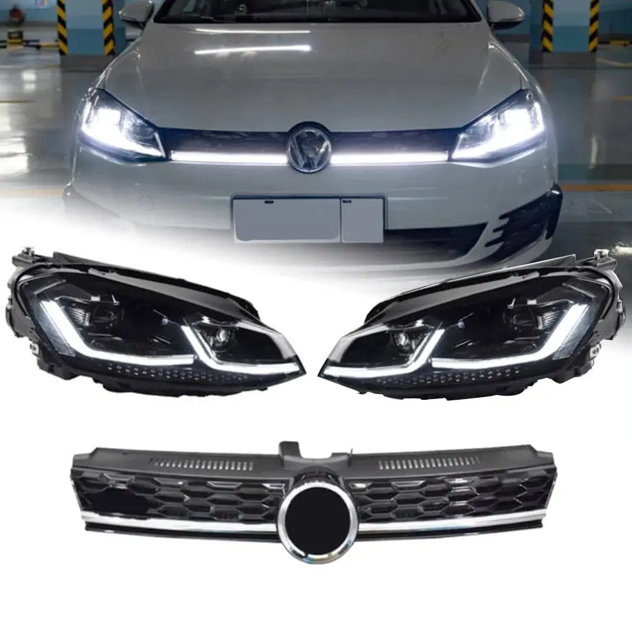 Suitable To Fit - Golf 7 GTi Upgrade Headlight + Grille Kit - Golf 8 S ...