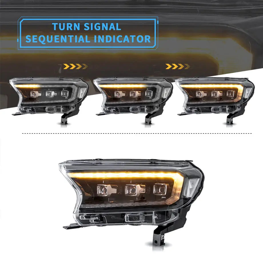 Suitable To Fit - Ranger T7 / T8 Bugatti Style DRL LED Projector Headl ...