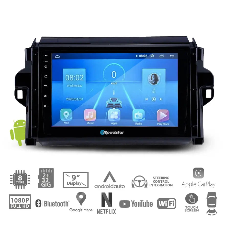 Toyota Fortuner (16-22) - 9 Inch Roadstar Android Entertainment & GPS ...