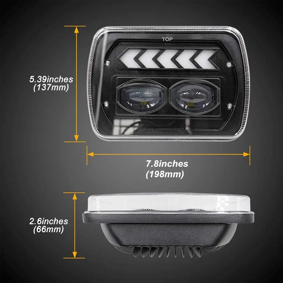 Universal 7 Inch Dual Function LED Projector Square Headlight – Max ...