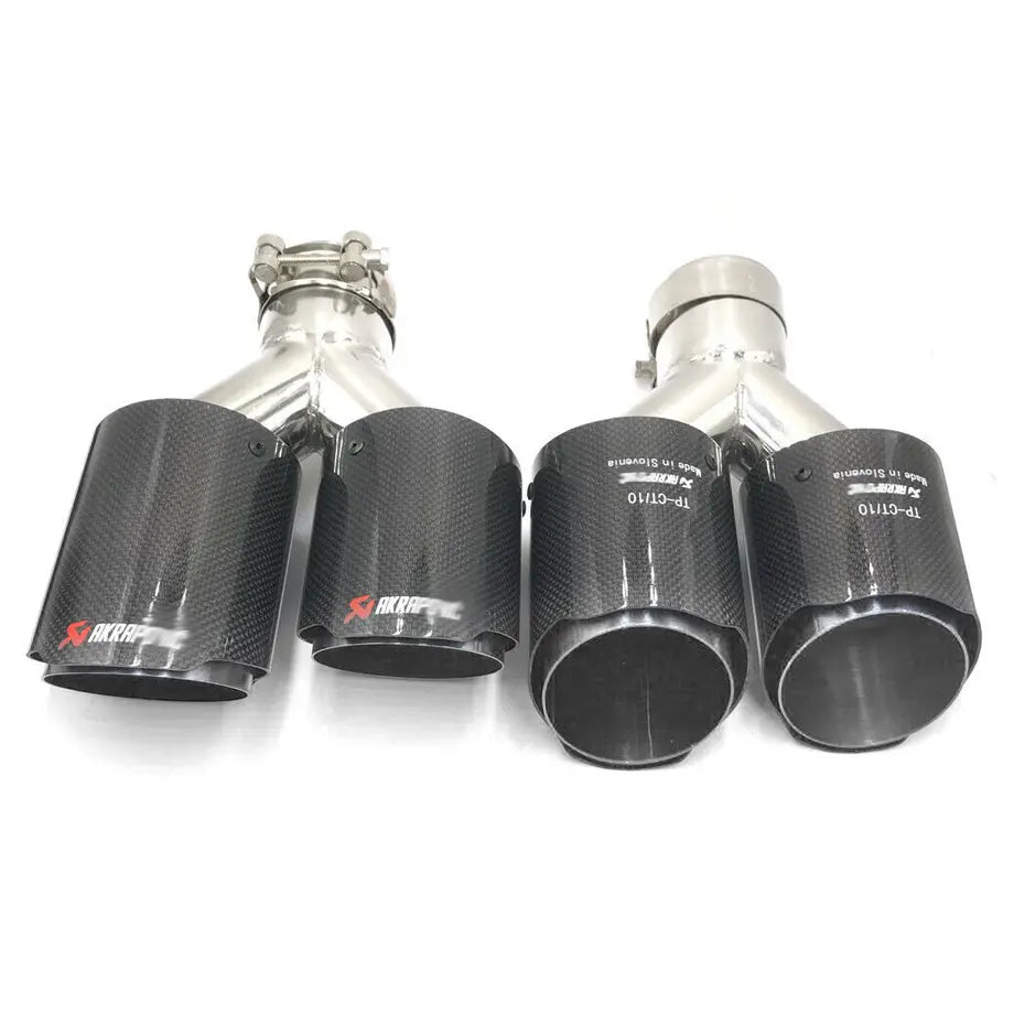 Universal Akrapovik Style Carbon Fibre Quad Exhaust Tail Pipes (95mm ...