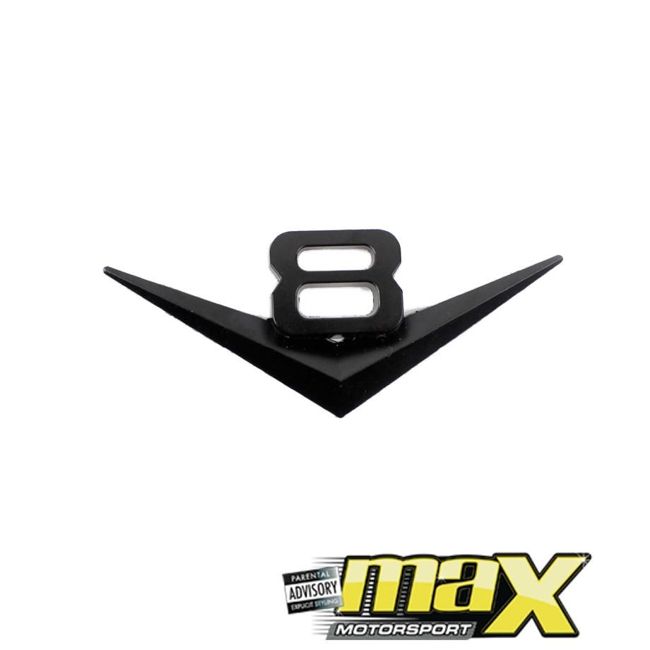 Universal V8 Matte Black Metal Badge – Max Motorsport