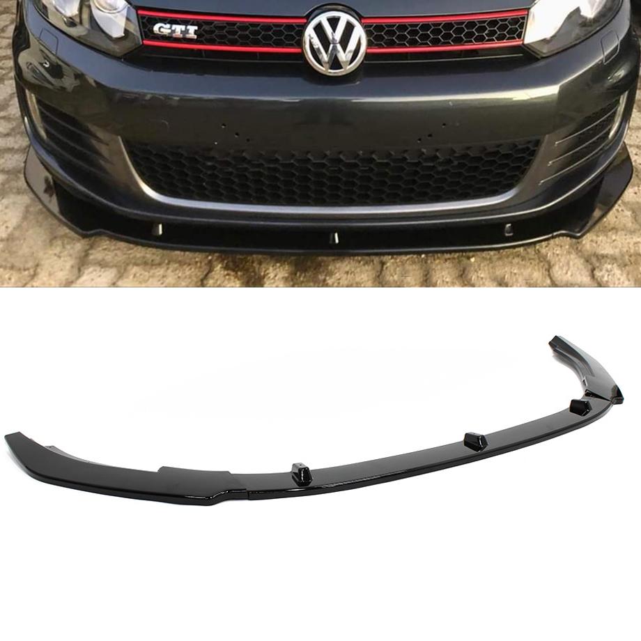 Suitable To Fit - VW Golf 6 GTI Gloss Black 3-Piece Plastic Front Spoi ...