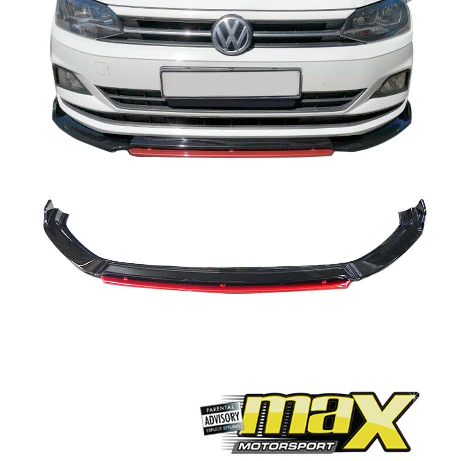 Suitable To Fit - VW Polo 8 AW (18-On) Gloss Black Front Spoiler With ...